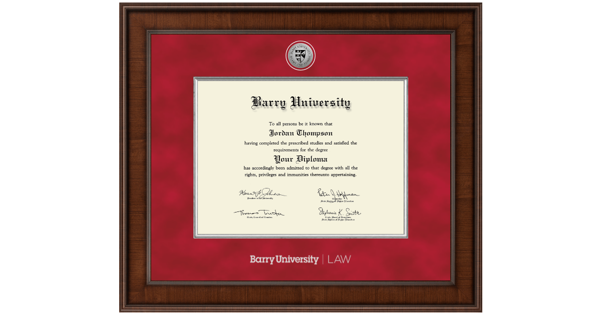 Presidential Silver Engraved Diploma Frame in Madison Barry University ...