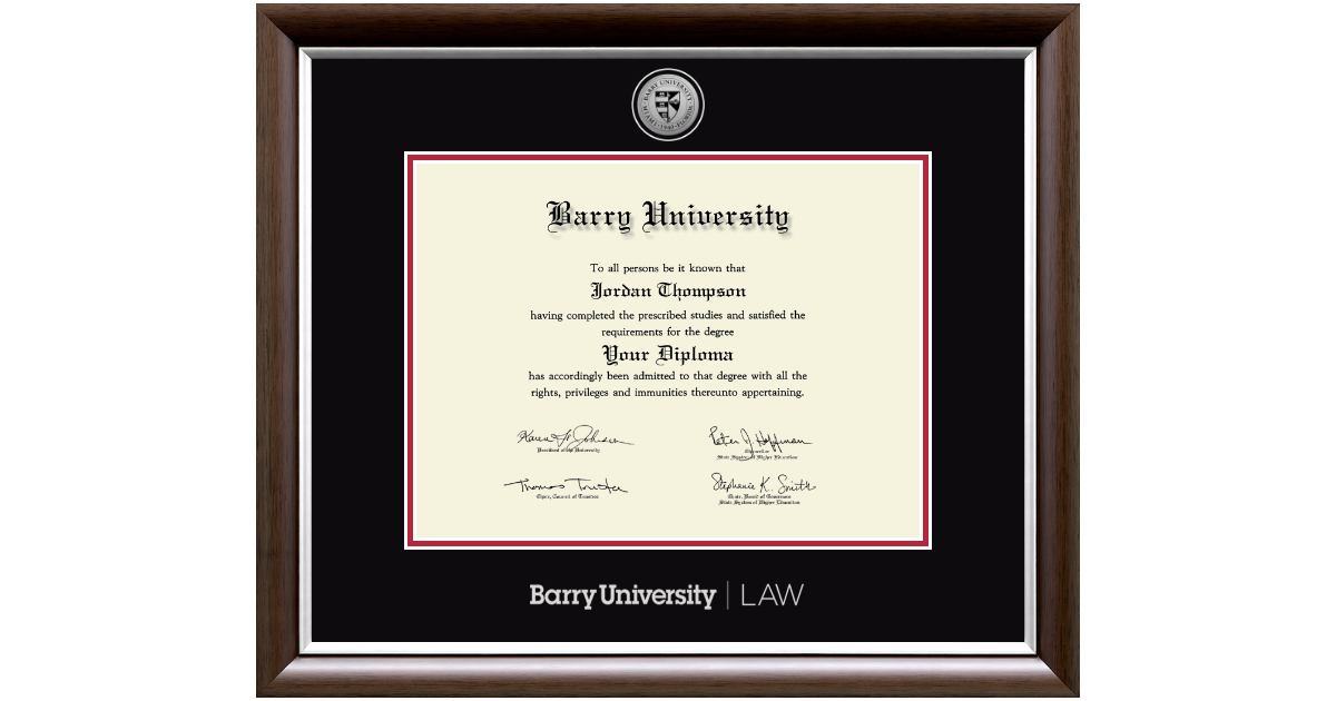 Silver Engraved Medallion Diploma Frame in Devonshire Barry University ...