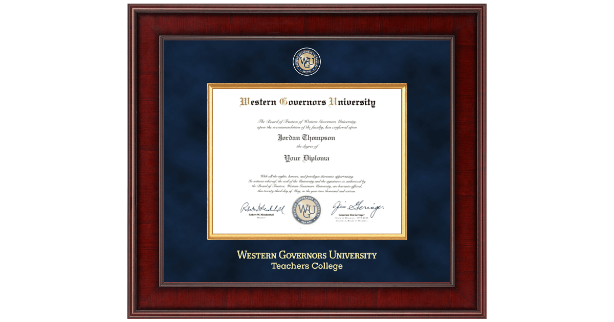 WGU Teachers College Diploma Frames | Church Hill Classics