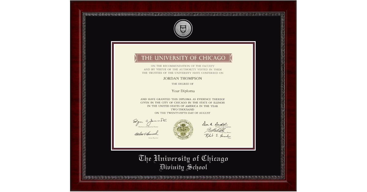 Silver Engraved Medallion Diploma Frame in Sutton University of Chicago - Item #320820-CDV