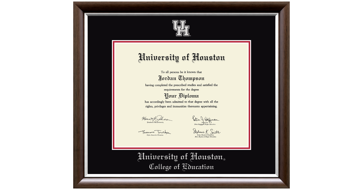 Silver Embossed Diploma Frame in Devonshire University of Houston ...