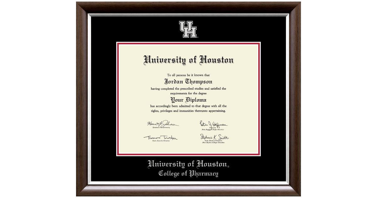 Silver Embossed Diploma Frame in Devonshire University of Houston ...