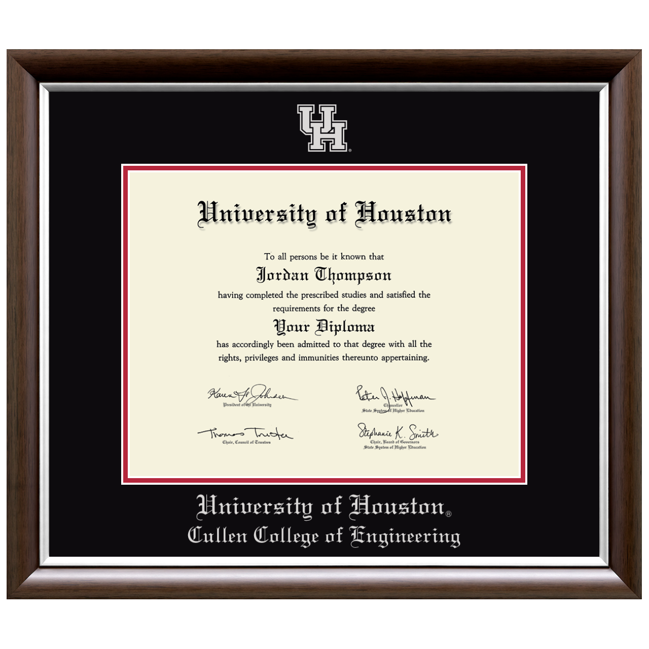 Silver Embossed Diploma Frame in Devonshire University of Houston ...