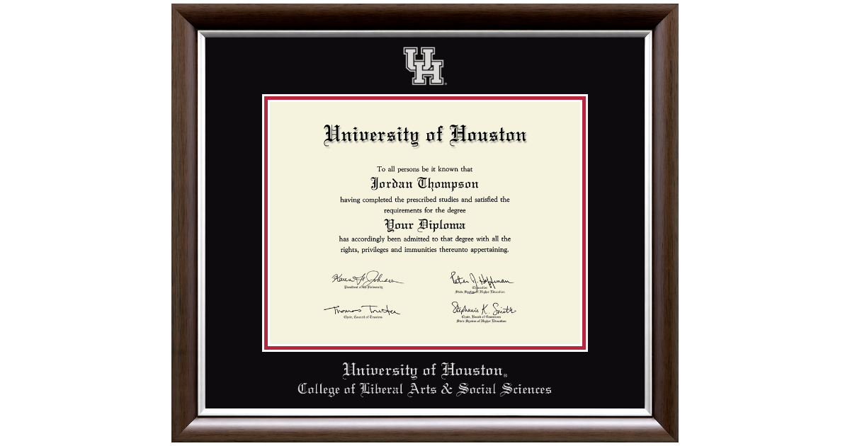 Silver Embossed Diploma Frame in Devonshire University of Houston ...