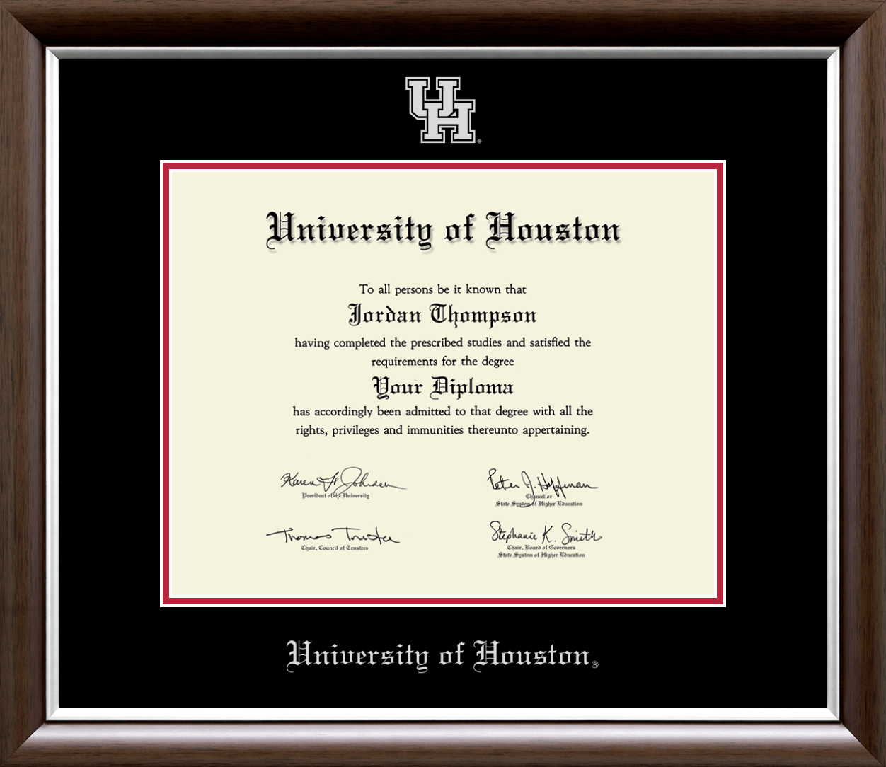 University of Houston Silver Embossed Diploma Frame in Devonshire ...