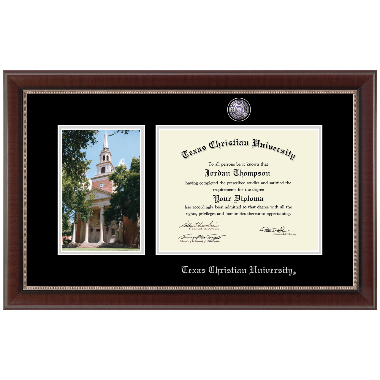 Campus Scene Masterpiece Diploma Frame in Chateau Texas Christian ...