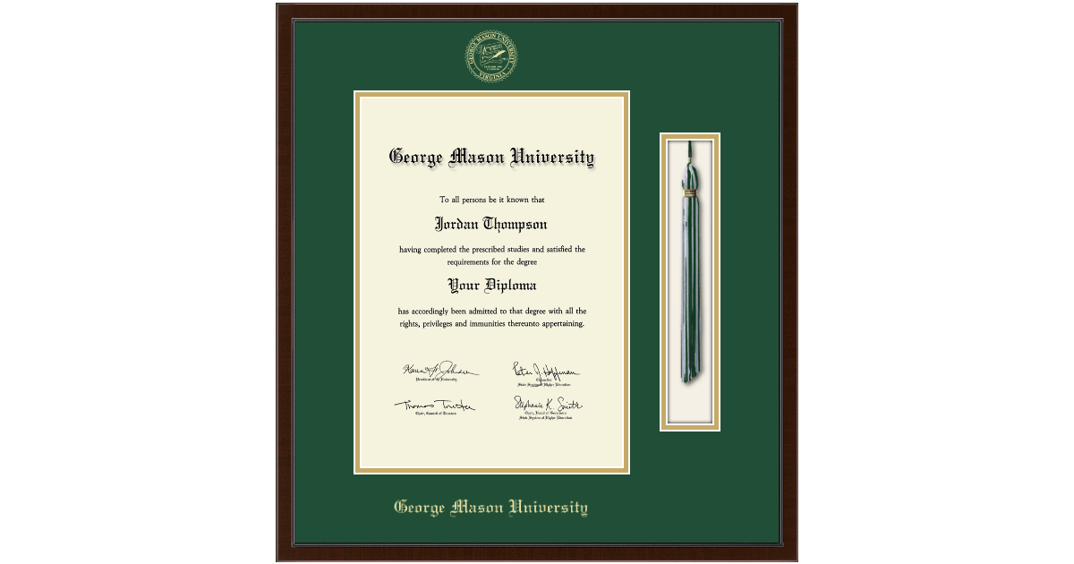Tassel & Cord Diploma Frame in Delta George Mason University - Item ...