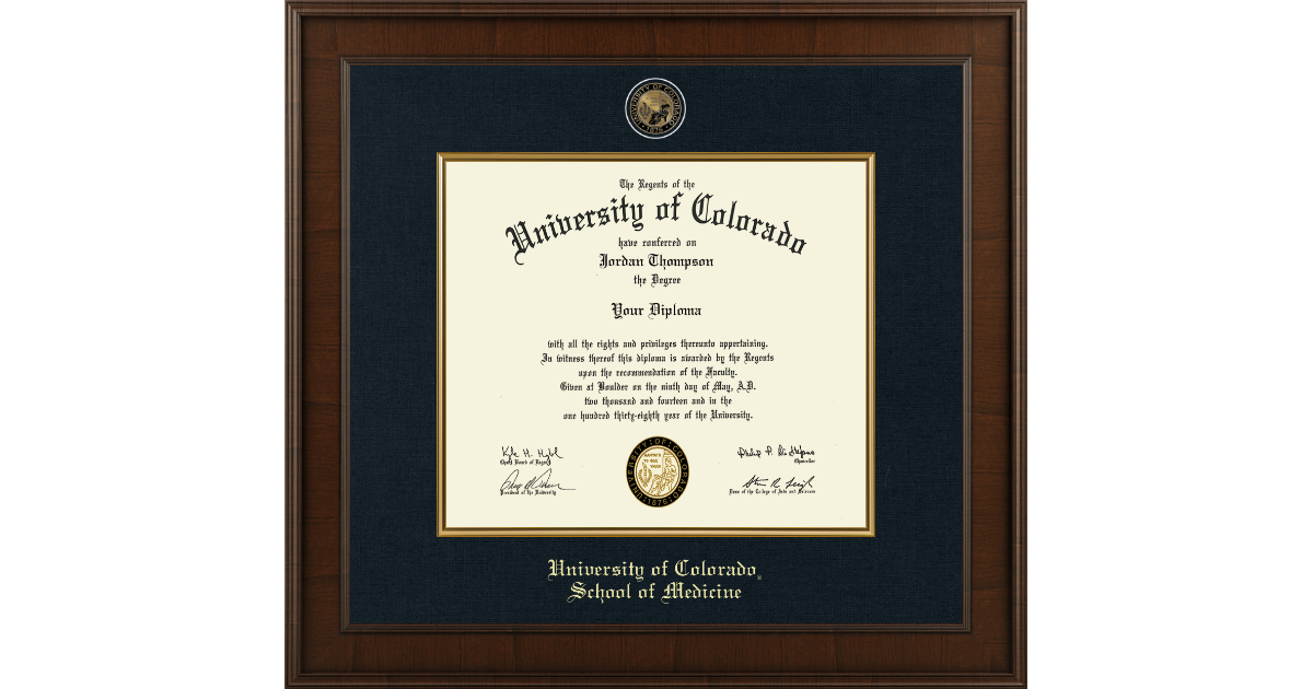 CU Boulder School of Medicine Diploma Frames | Church Hill Classics