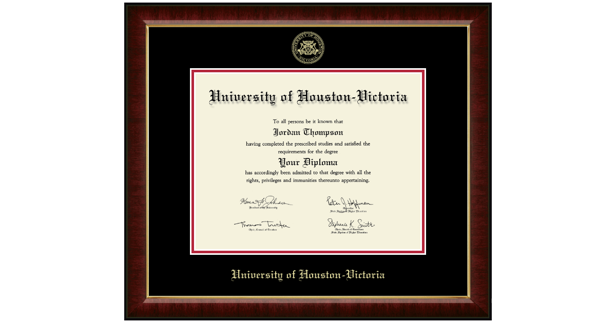 Gold Embossed Diploma Frame in Murano University of Houston - Victoria ...