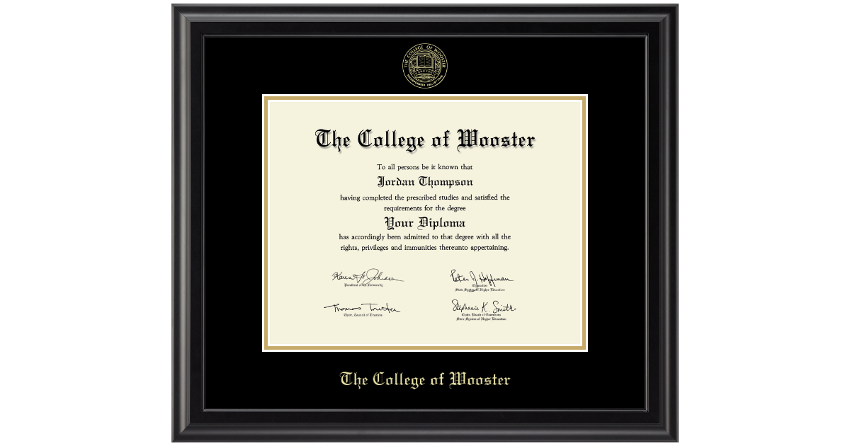 Gold Embossed Diploma Frame in Midnight The College of Wooster - Item ...