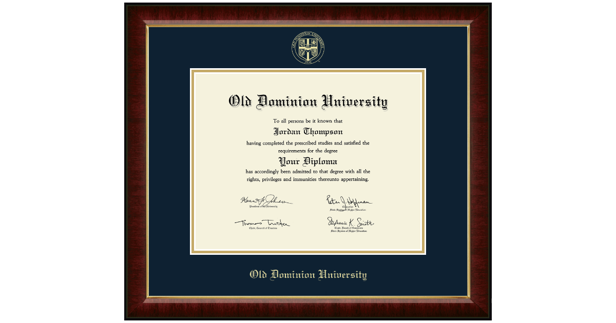 Gold Embossed Diploma Frame in Murano Old Dominion University - Item ...
