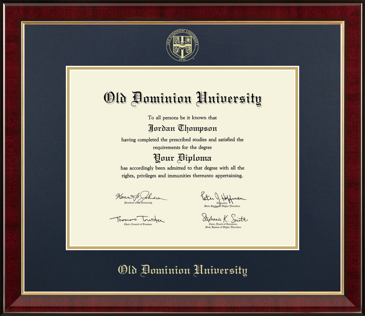 Old Dominion University Gold Embossed Diploma Frame in Murano - Item ...