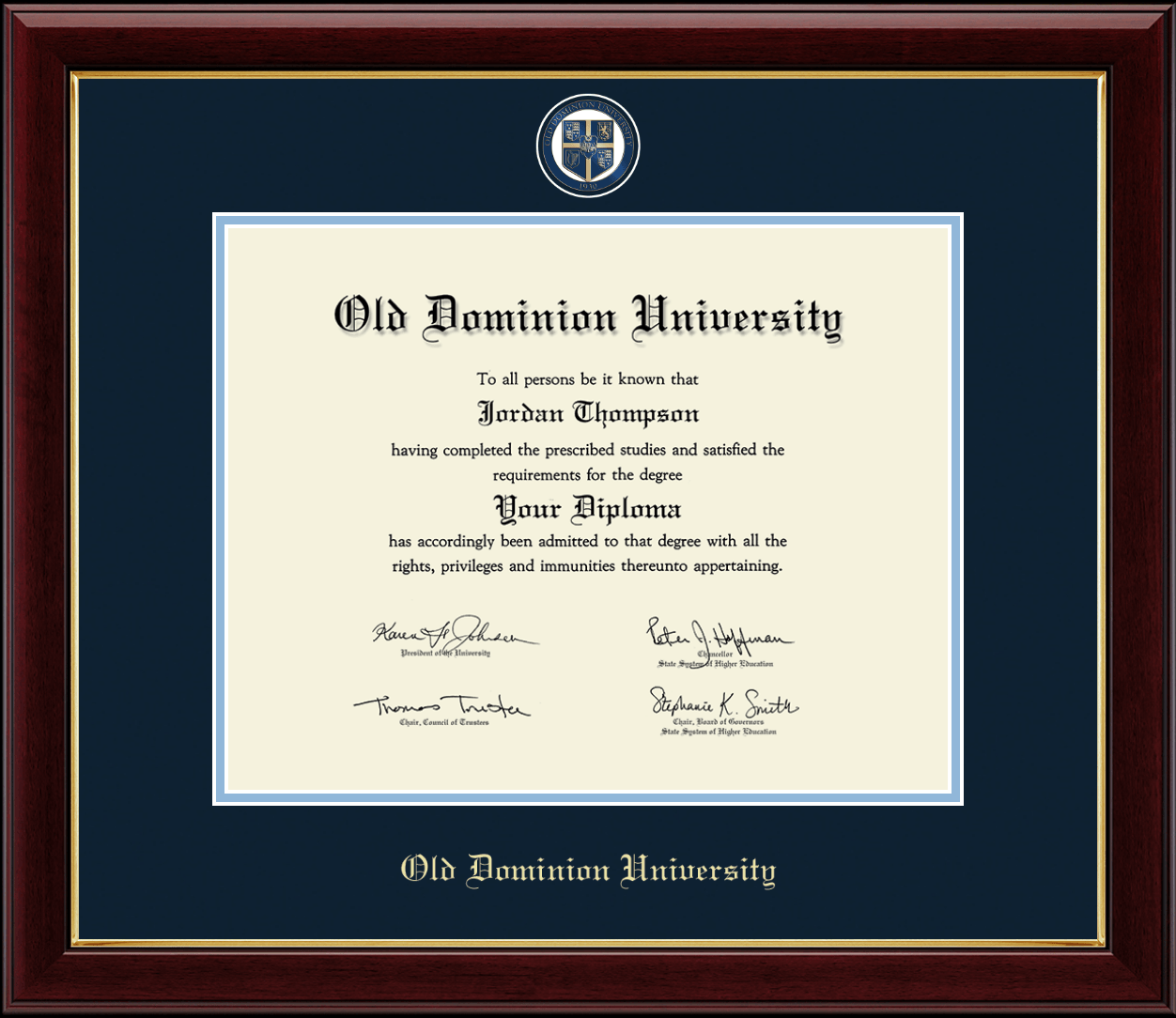 Old Dominion University Masterpiece Medallion Diploma Frame in Gallery ...