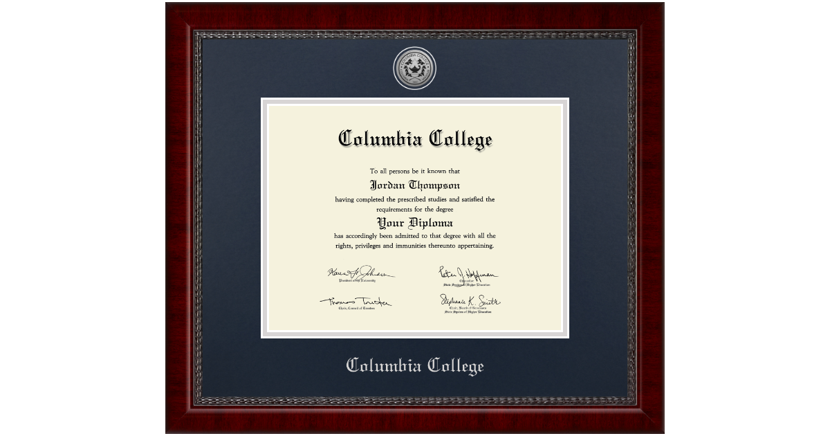 Silver Engraved Medallion Diploma Frame in Sutton Columbia College - Item #323018 from Columbia ...