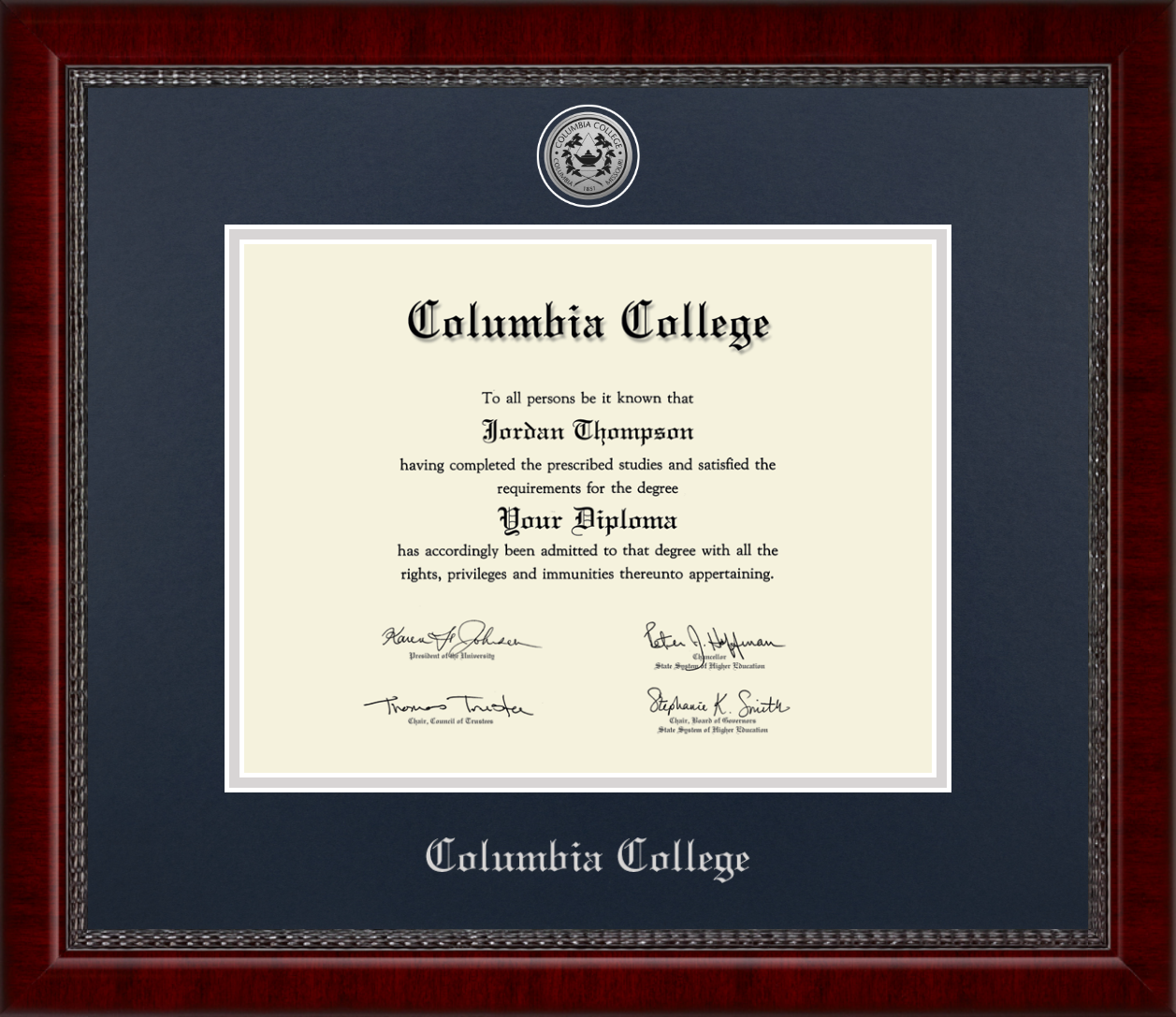 Columbia College Silver Engraved Medallion Diploma Frame in Sutton - Item #323018 from Columbia ...