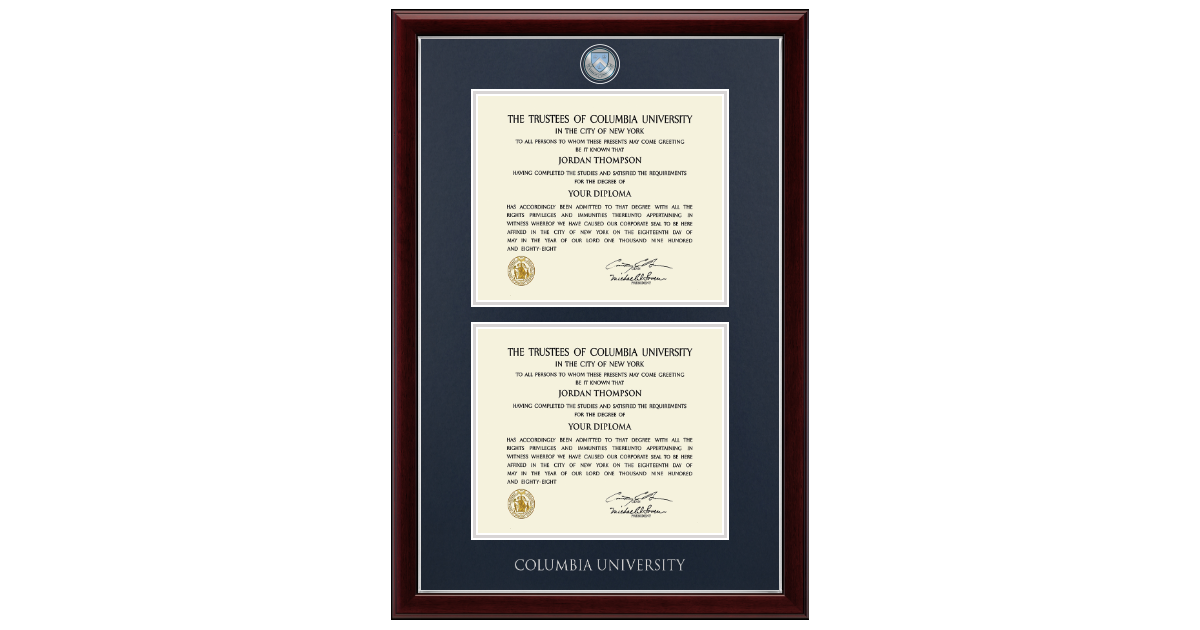 Masterpiece Medallion Double Diploma Frame in Gallery Silver Columbia ...