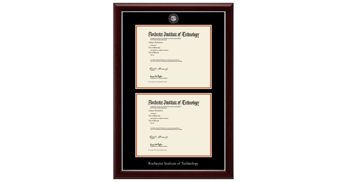 Masterpiece Medallion Double Diploma Frame in Gallery Silver Rochester ...