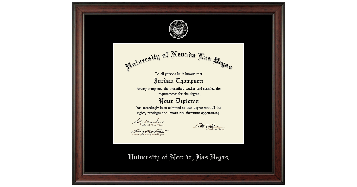 Silver Embossed Diploma Frame in Studio University of Nevada Las Vegas ...