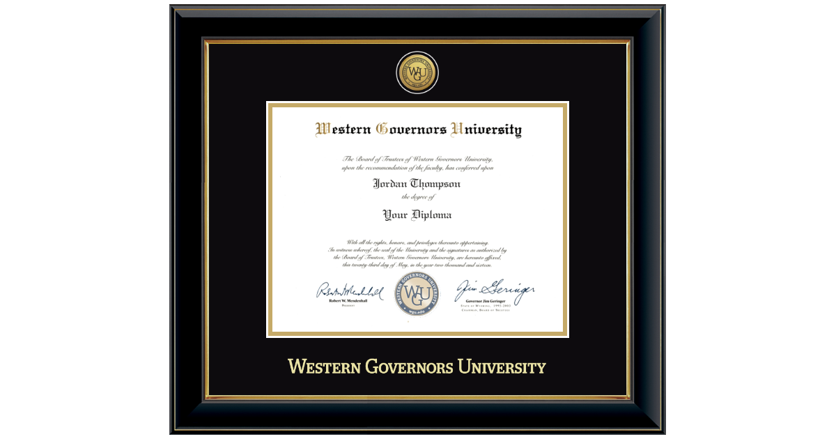 Gold Engraved Medallion Diploma Frame in Onyx Gold Western Governors ...