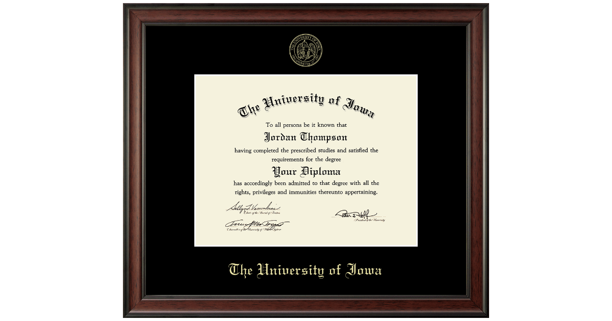 Gold Embossed Diploma Frame in Studio The University of Iowa - Item #327008