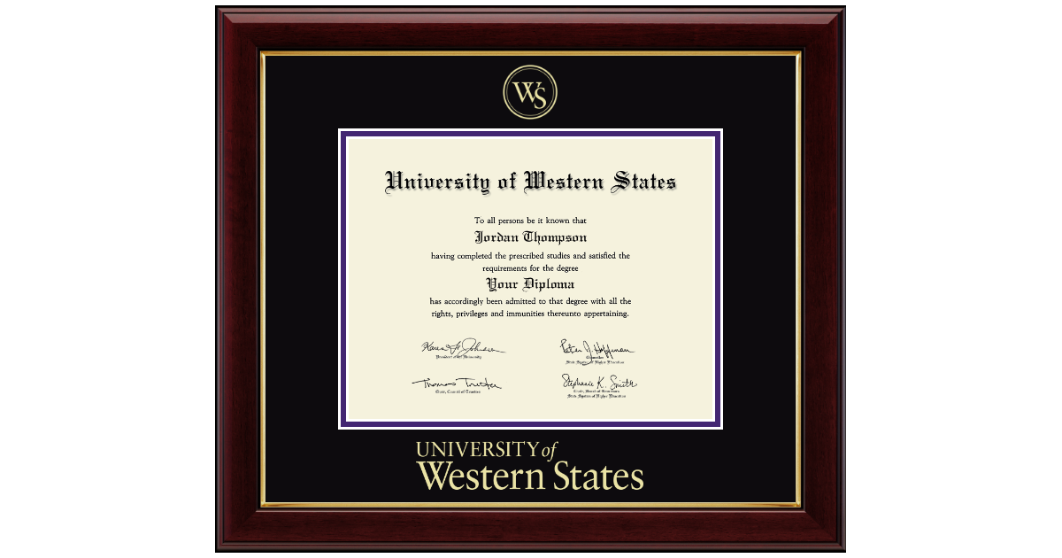 Gold Embossed Diploma Frame in Gallery University of Western States ...