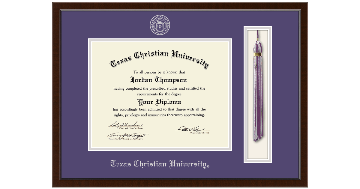 Tassel & Cord Diploma Frame in Delta Texas Christian University - Item ...