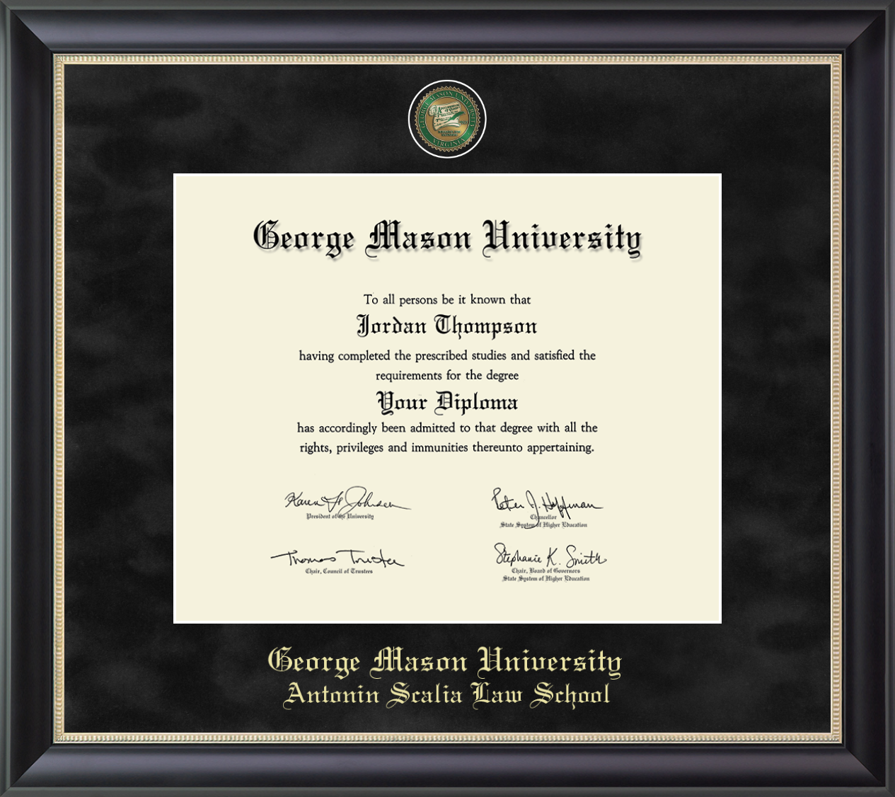 George Mason University Antonin Scalia Law School Regal Edition Diploma ...