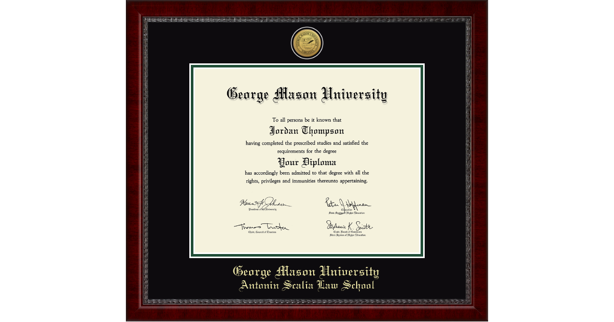 Gold Engraved Medallion Diploma Frame in Sutton George Mason University ...