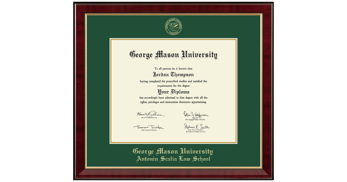 Gold Embossed Diploma Frame in Murano George Mason University Antonin ...