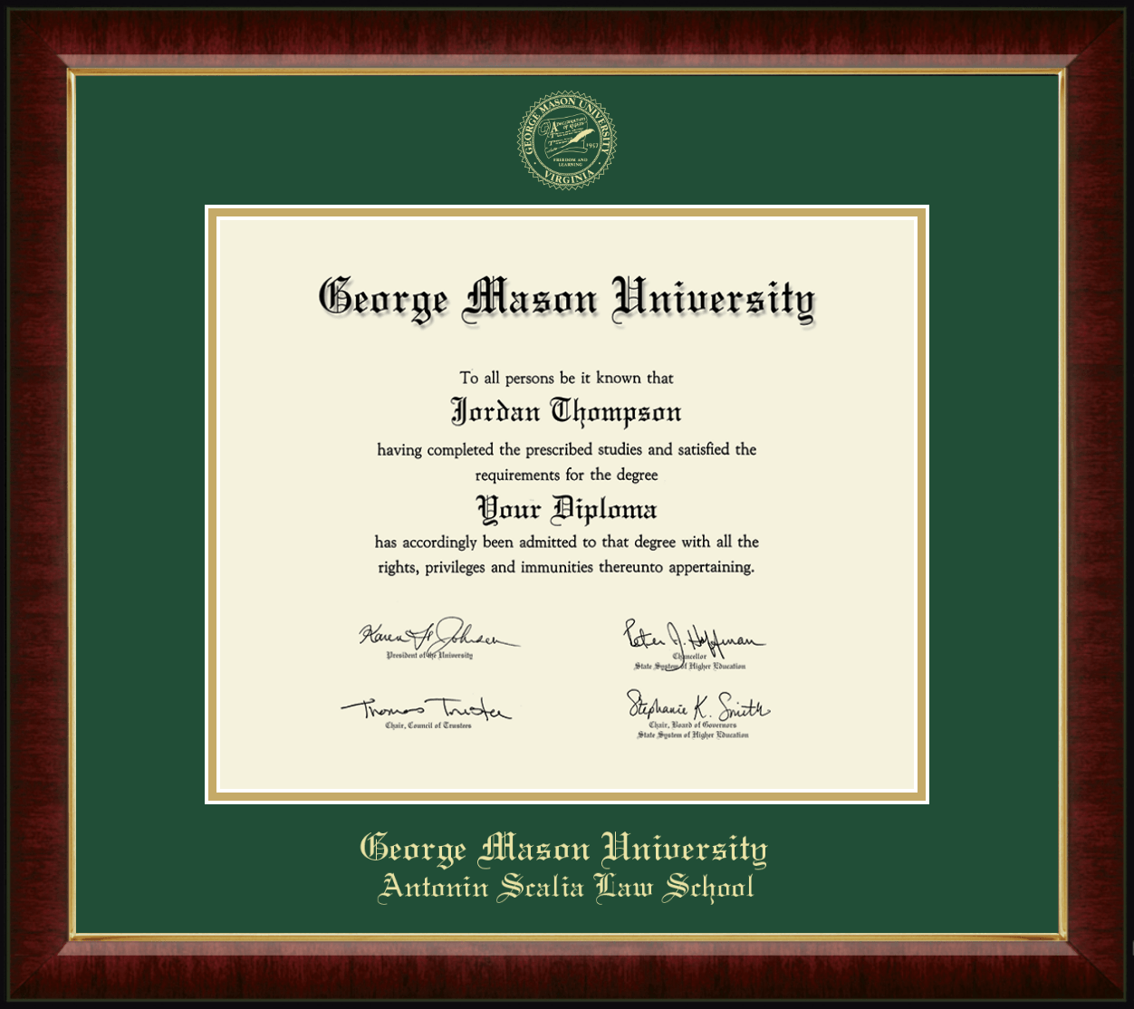George Mason University Gold Embossed Diploma Frame in Murano - Item ...