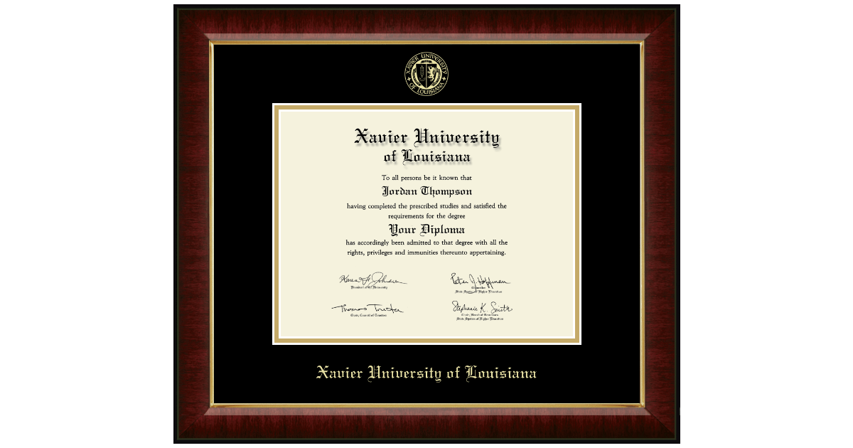 Gold Embossed Diploma Frame in Murano Xavier University of Louisiana ...