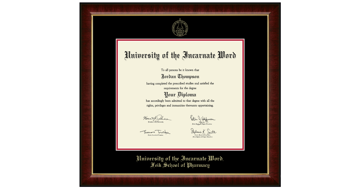 Gold Embossed Diploma Frame in Murano University of the Incarnate Word ...