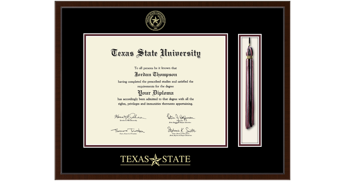 Tassel & Cord Diploma Frame in Delta Texas State University - Item ...