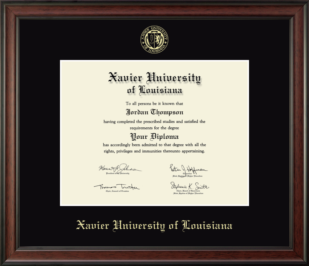 Xavier University of Louisiana Gold Embossed Diploma Frame in Studio ...