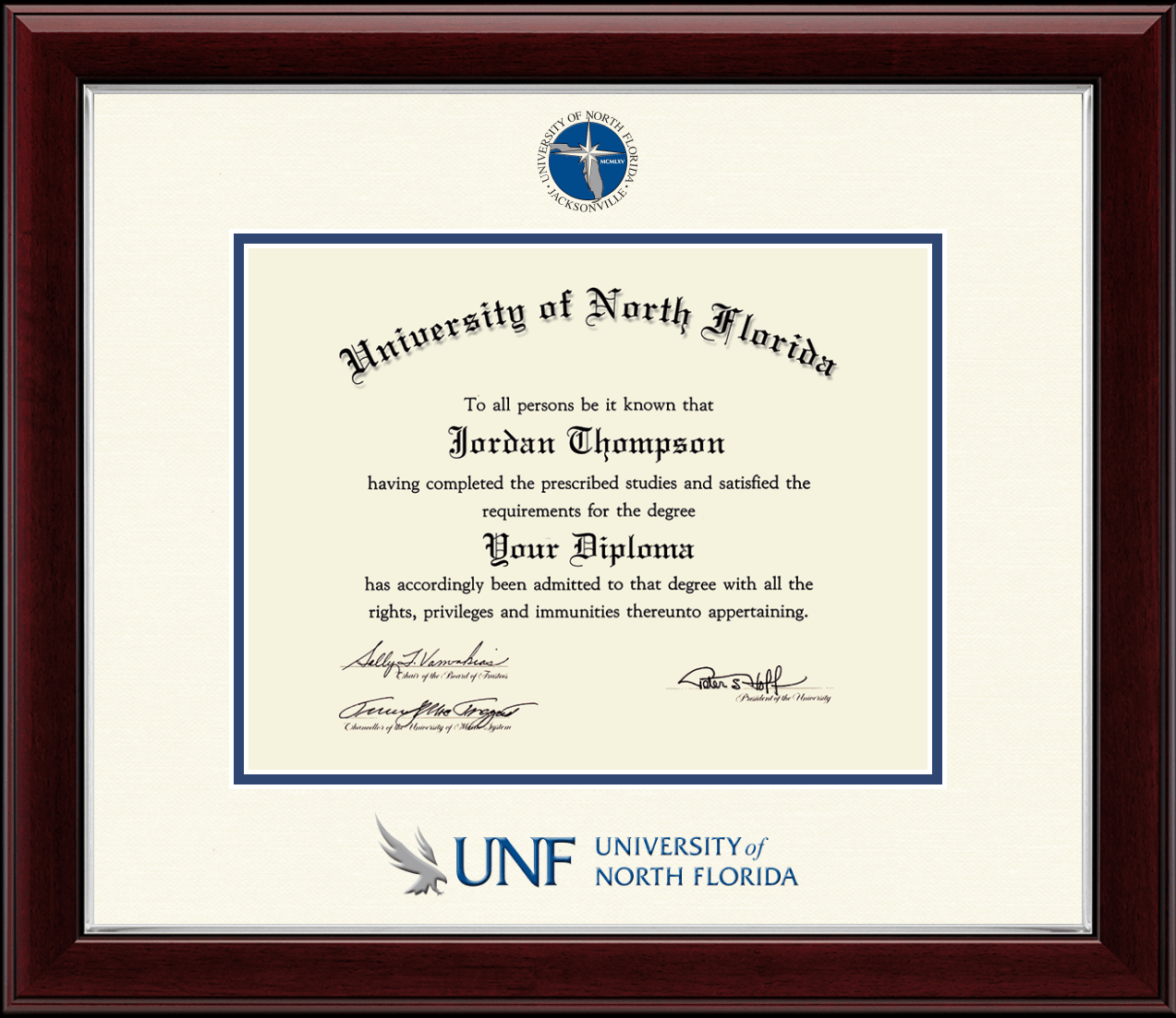 University of North Florida Dimensions Diploma Frame in Gallery Silver ...