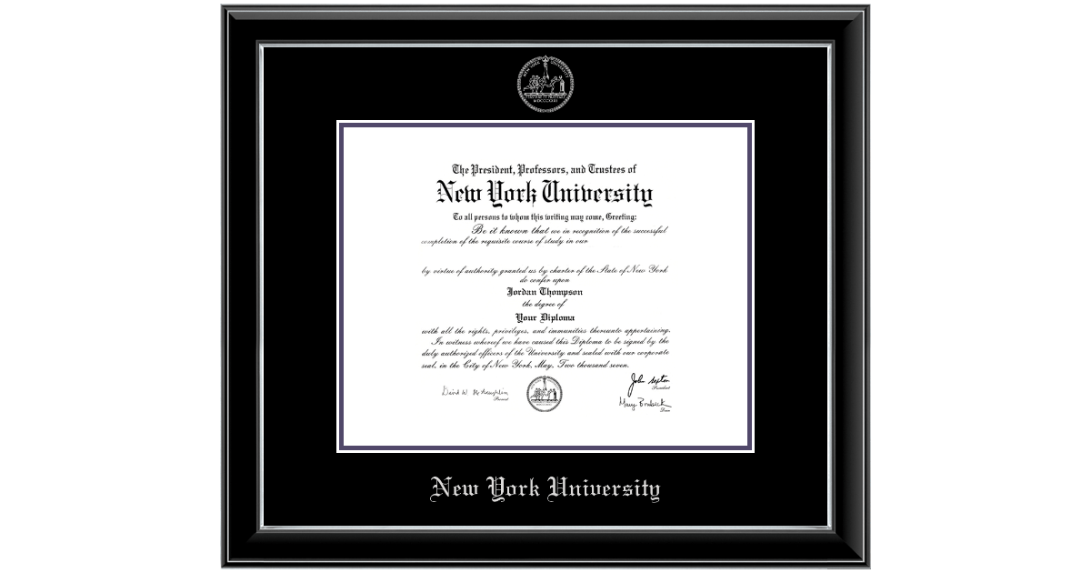 Silver Embossed Diploma Frame in Onyx Silver New York University - Item ...