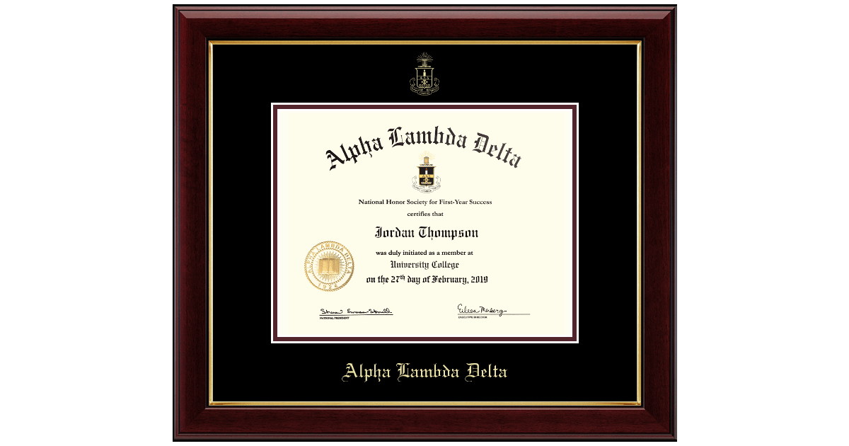 Alpha Lambda Delta | Certificate Frames | Church Hill Classics