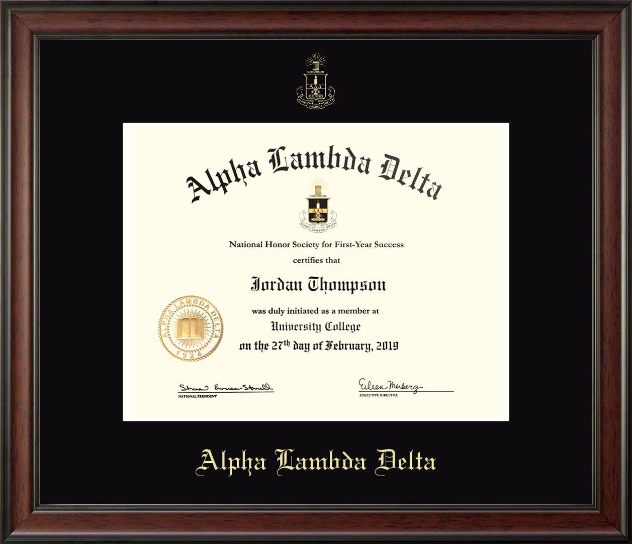 Alpha Lambda Delta Gold Embossed Certificate Frame in Studio - Item #330132 from Alpha Lambda Delta