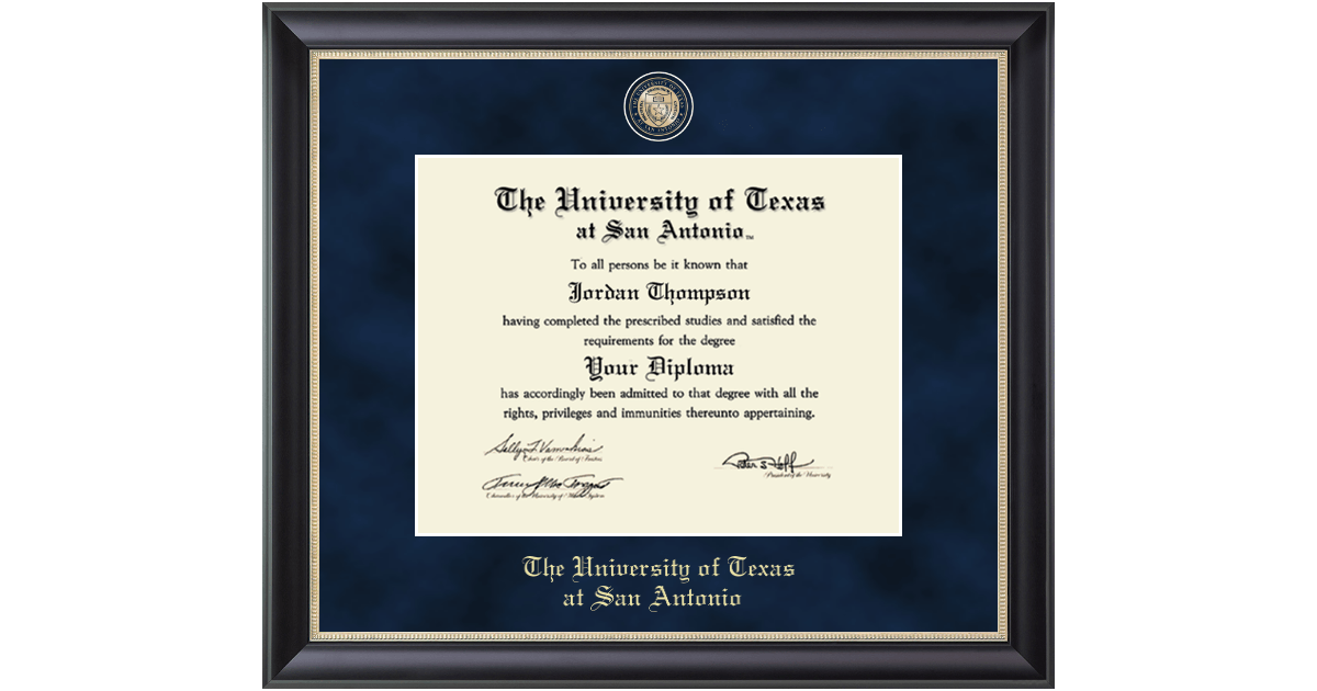 Regal Edition Diploma Frame in Noir The University of Texas San Antonio ...