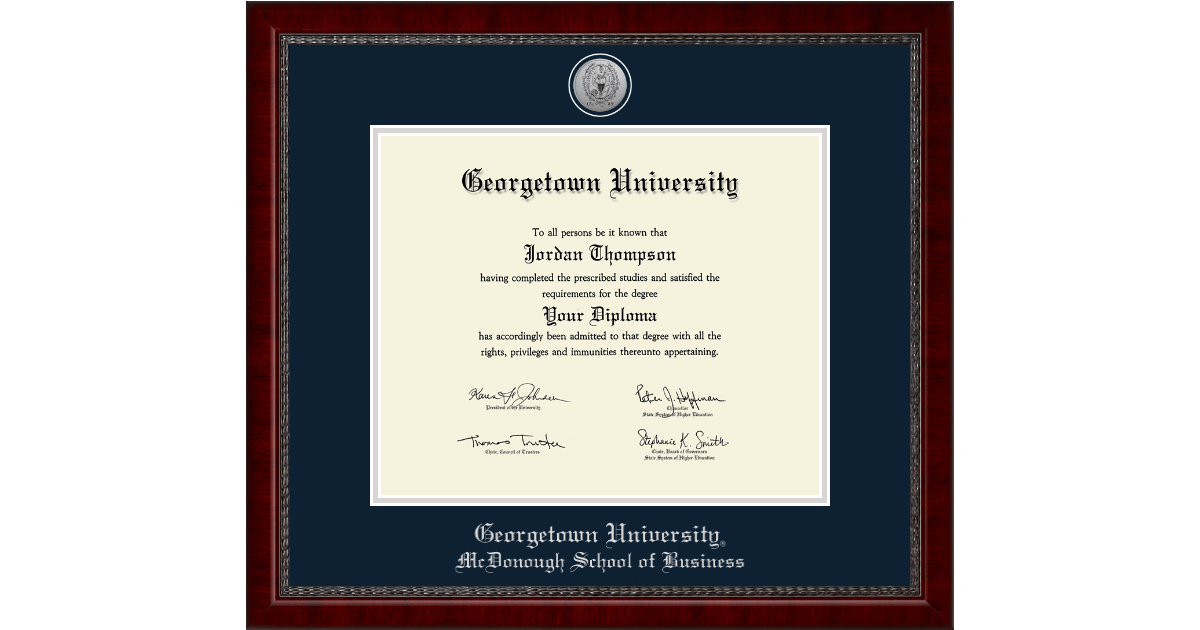 Silver Engraved Medallion Diploma Frame in Sutton Georgetown University ...