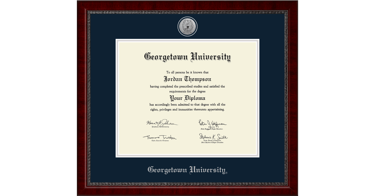 Silver Engraved Medallion Diploma Frame in Sutton Georgetown University ...
