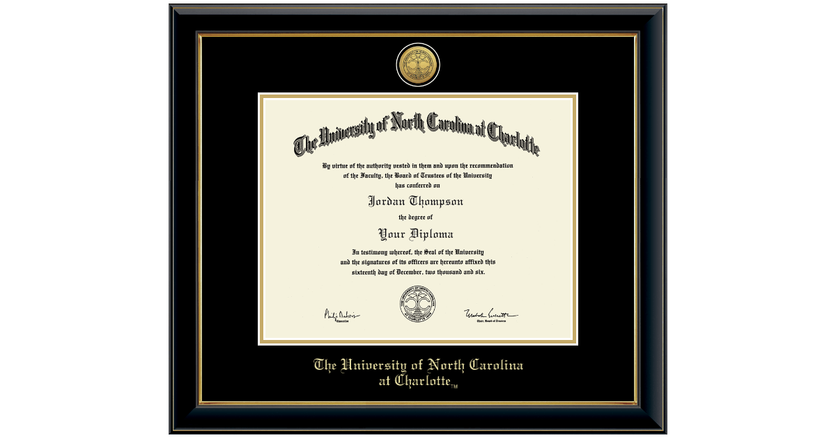 Gold Engraved Medallion Diploma Frame in Onyx Gold The University of ...
