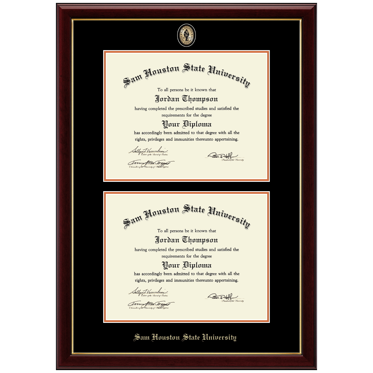 Masterpiece Medallion Double Diploma Frame in Gallery Sam Houston State ...