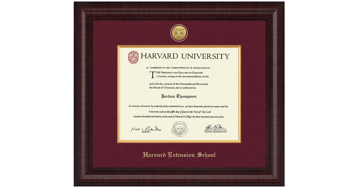 Presidential Gold Engraved Diploma Frame in Premier Harvard University - Item #333152 from ...