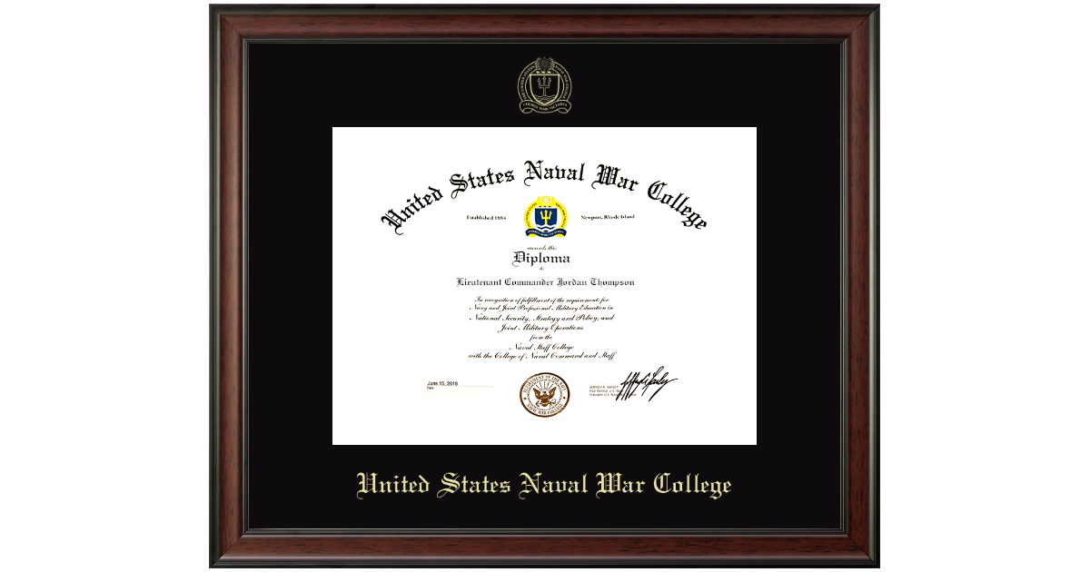 Gold Embossed Diploma Frame in Studio United States Naval War College ...