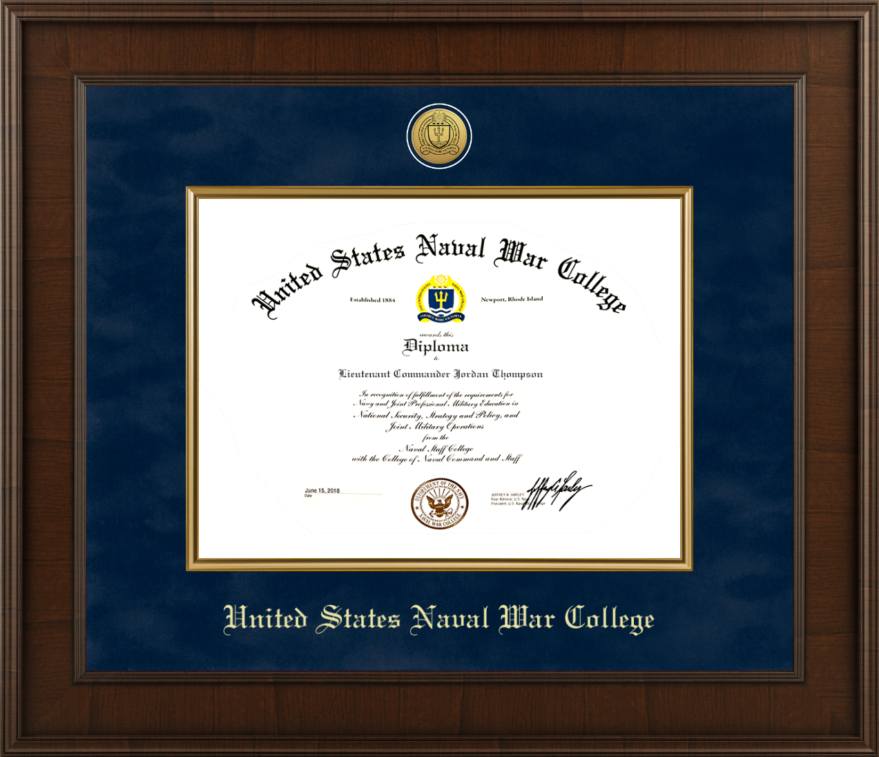 United States Naval War College Presidential Gold Engraved Diploma ...