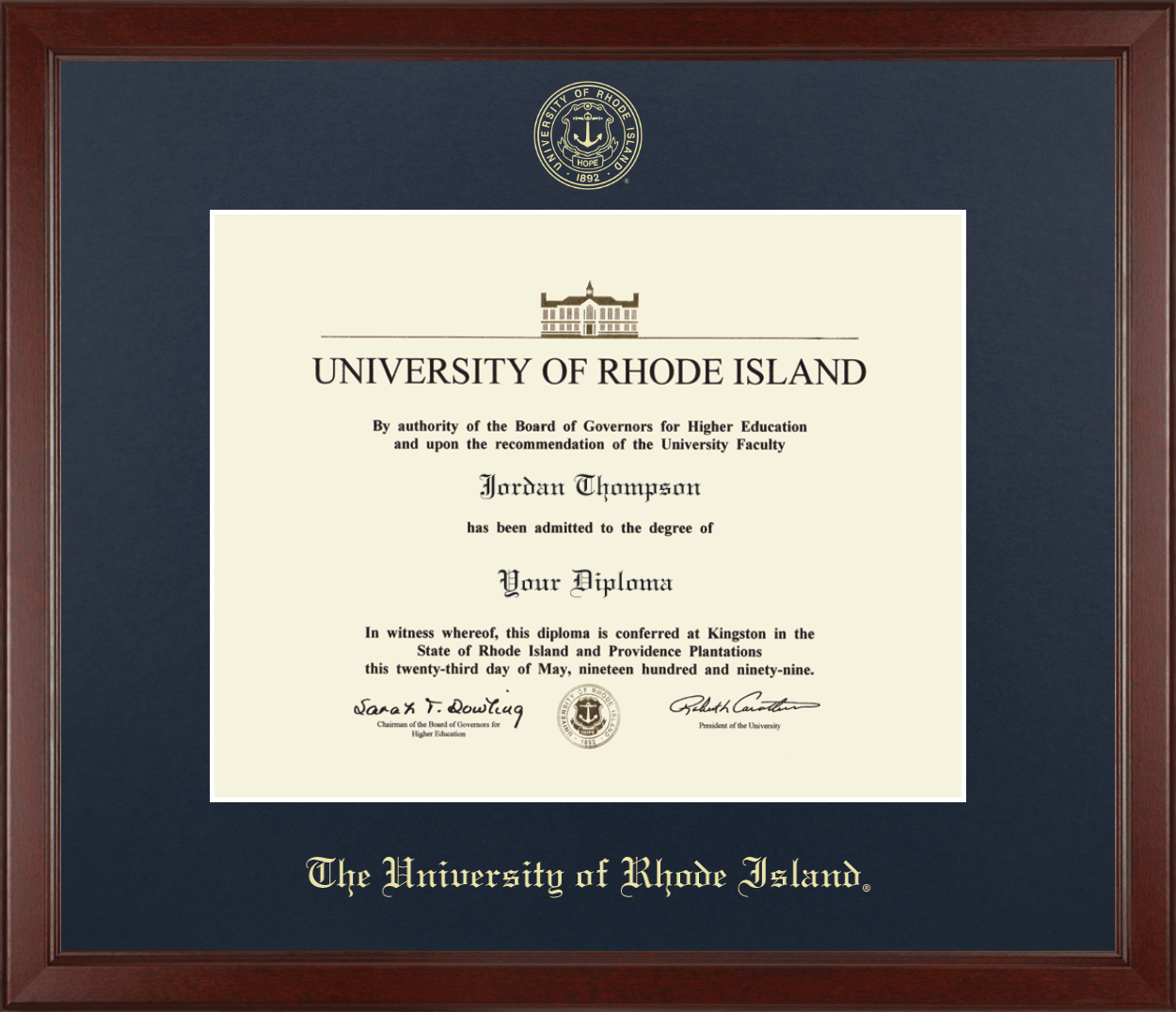 The University of Rhode Island Gold Embossed Diploma Frame in Sierra ...