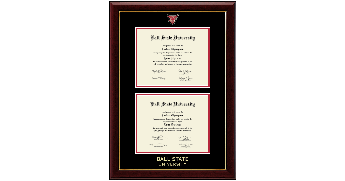 Masterpiece Medallion Double Diploma Frame in Gallery Ball State ...