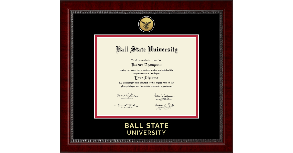 Gold Engraved Medallion Diploma Frame in Sutton Ball State University ...