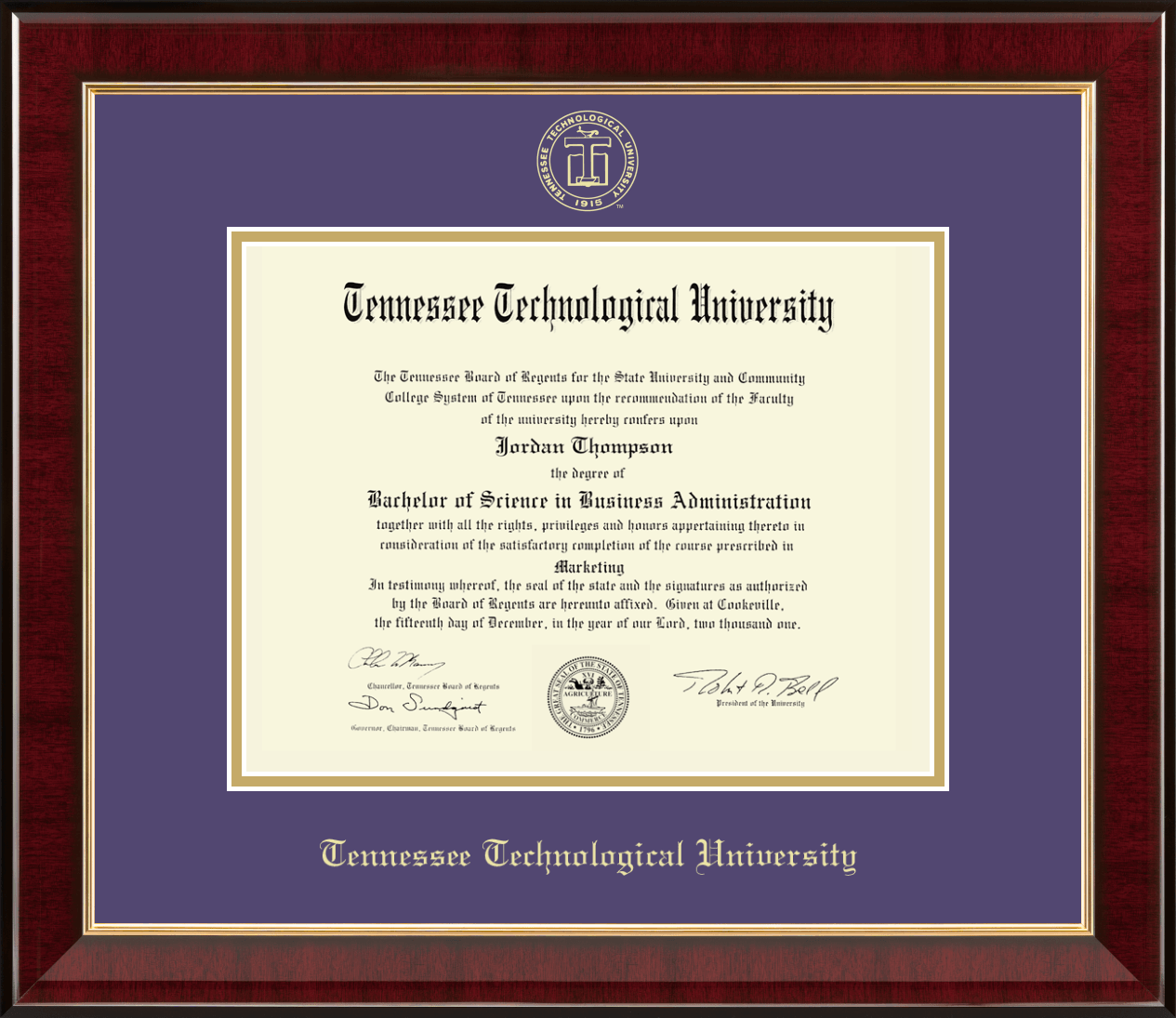 Tennessee Technological University Gold Embossed Diploma Frame in ...